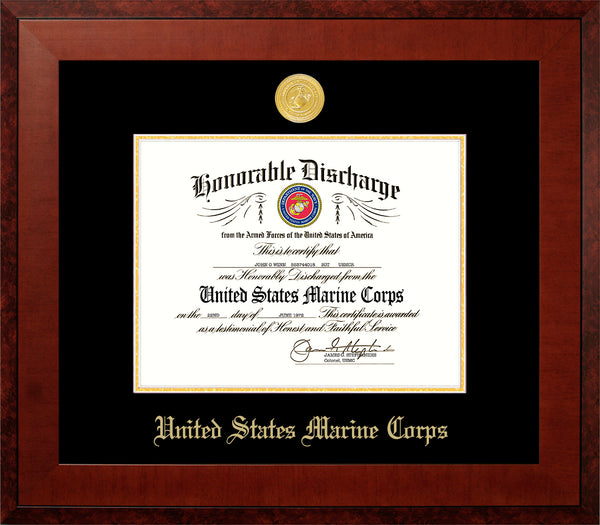 Marine 8.5x11 Discharge Honors Frame with Gold Medallion – CI Frames
