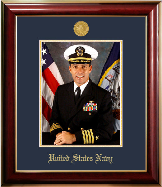 Navy 8x10 Portrait Classic Frame with Gold Medallion – CI Frames