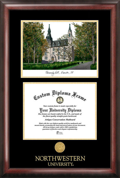 Northwestern University 11w x 8.5h Gold Embossed Diploma Frame with Ca ...