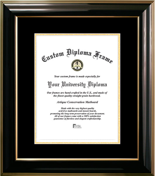 Classic Black Certificate Frame with Black & Gold Mats – CI Frames