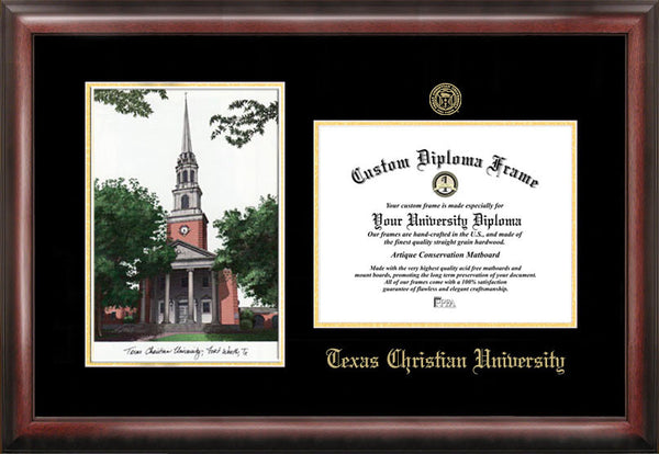 Texas Christian University 11w x 8.5h Gold Embossed Diploma Frame with ...